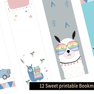 Printable Bookmarks Template, Llama, Alpaca, Cactus Bookmarks ...