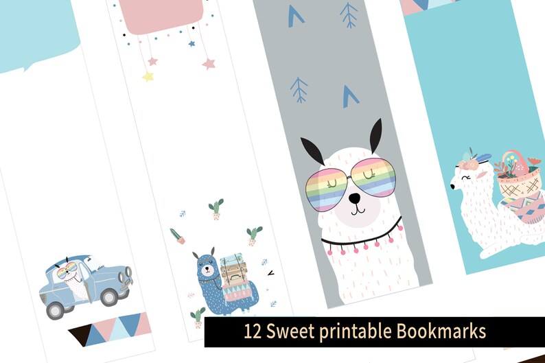 Printable Bookmarks Template, Llama, Alpaca, Cactus Bookmarks ...