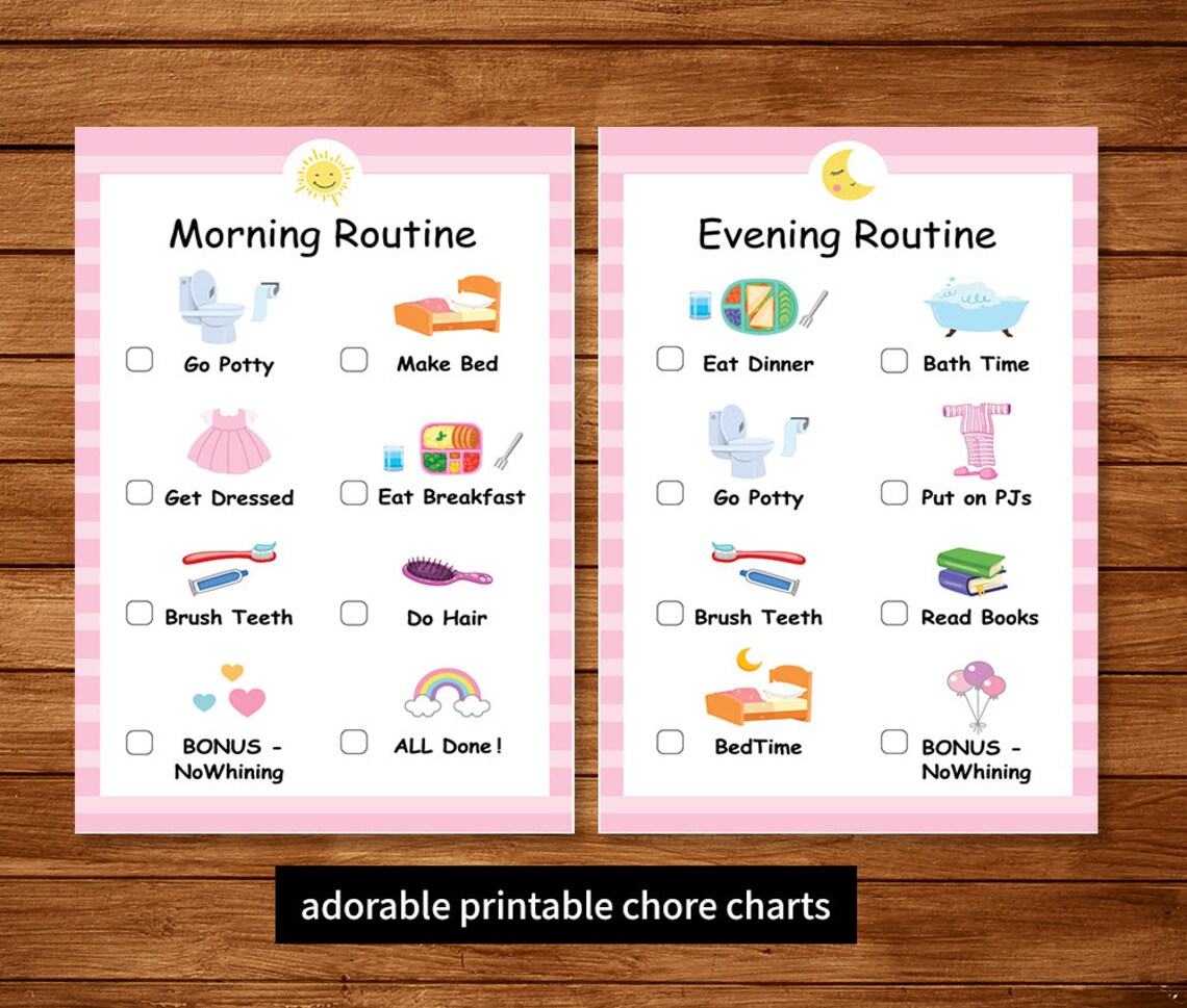Kids Chore Chart Printable Morning and Evening ,routine Chart Kids ...