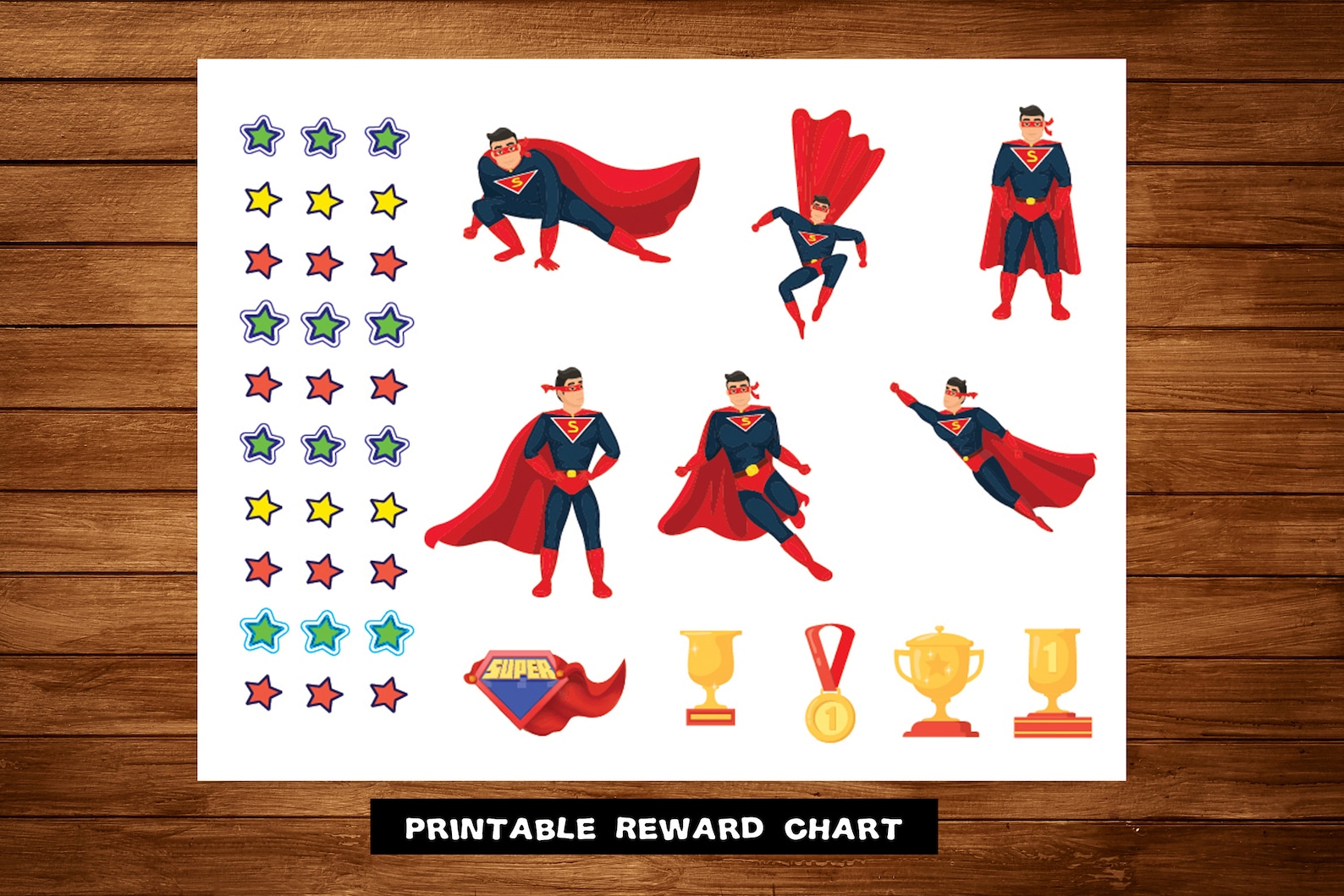 Reward Chart - Super Hero Reward Chart - Sticker Chart, Instant ...