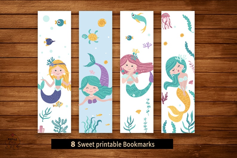 Mermaid Bookmarks: Printable Bookmark Set (digital Download) - Etsy