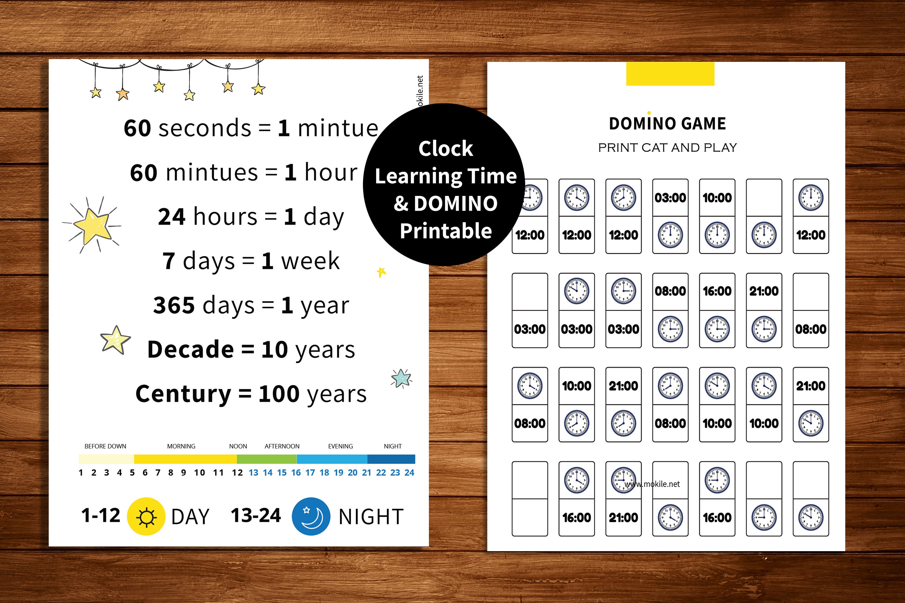 Telling the Time Educational Gamesprintable Clocklearning - Etsy