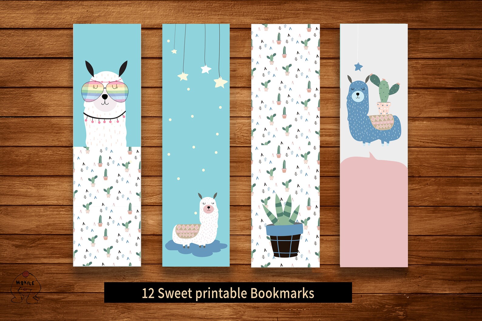 Printable Bookmarks Template, Llama, Alpaca, Cactus Bookmarks ...