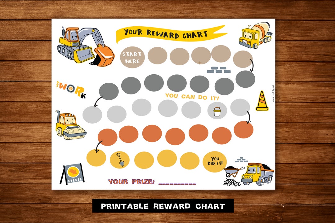 Construction Trucks Reward Chart: Kids Potty Training (PDF & JPG) - Etsy