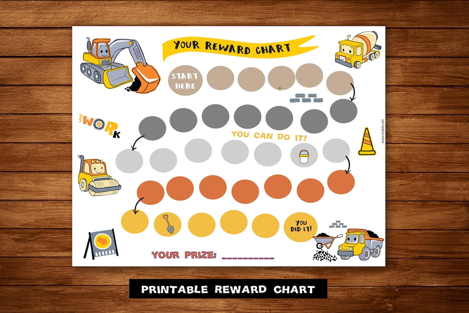 Printable Construction Reward Chart Sticker Chart Instant - Etsy