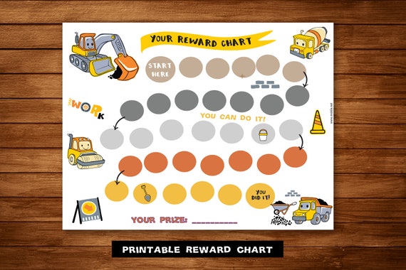 Printable Construction Reward Chart Sticker Chart Instant - Etsy