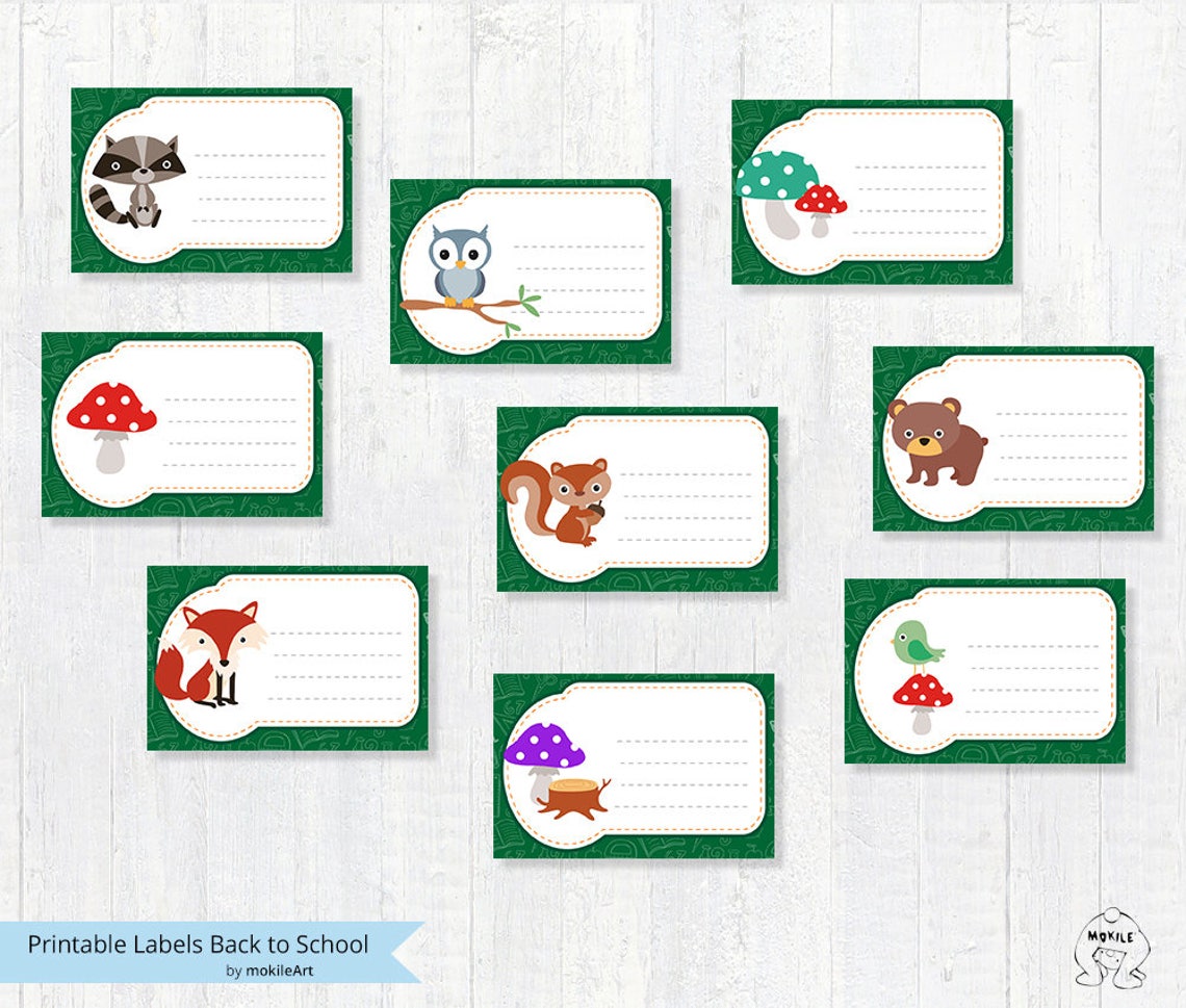 Woodland Printable School Labels back to School-labels - Etsy Israel
