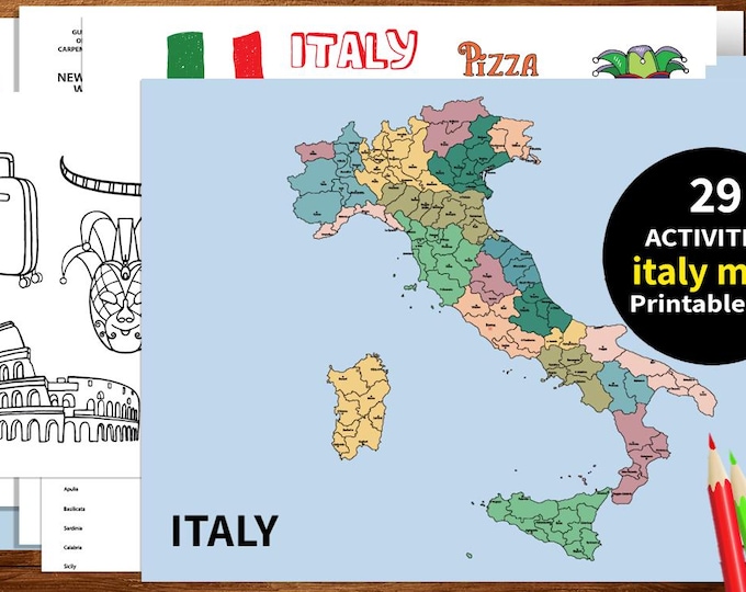 Italy Map Italian Adult Coloring Page Kids Travel Map Download ...