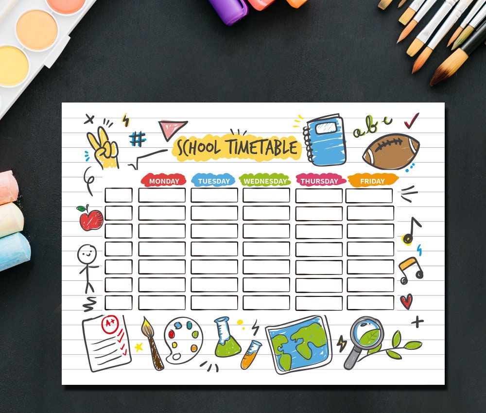 Kids Daily School Schedule Printable: Weekly Planner (a4/letter) - Etsy