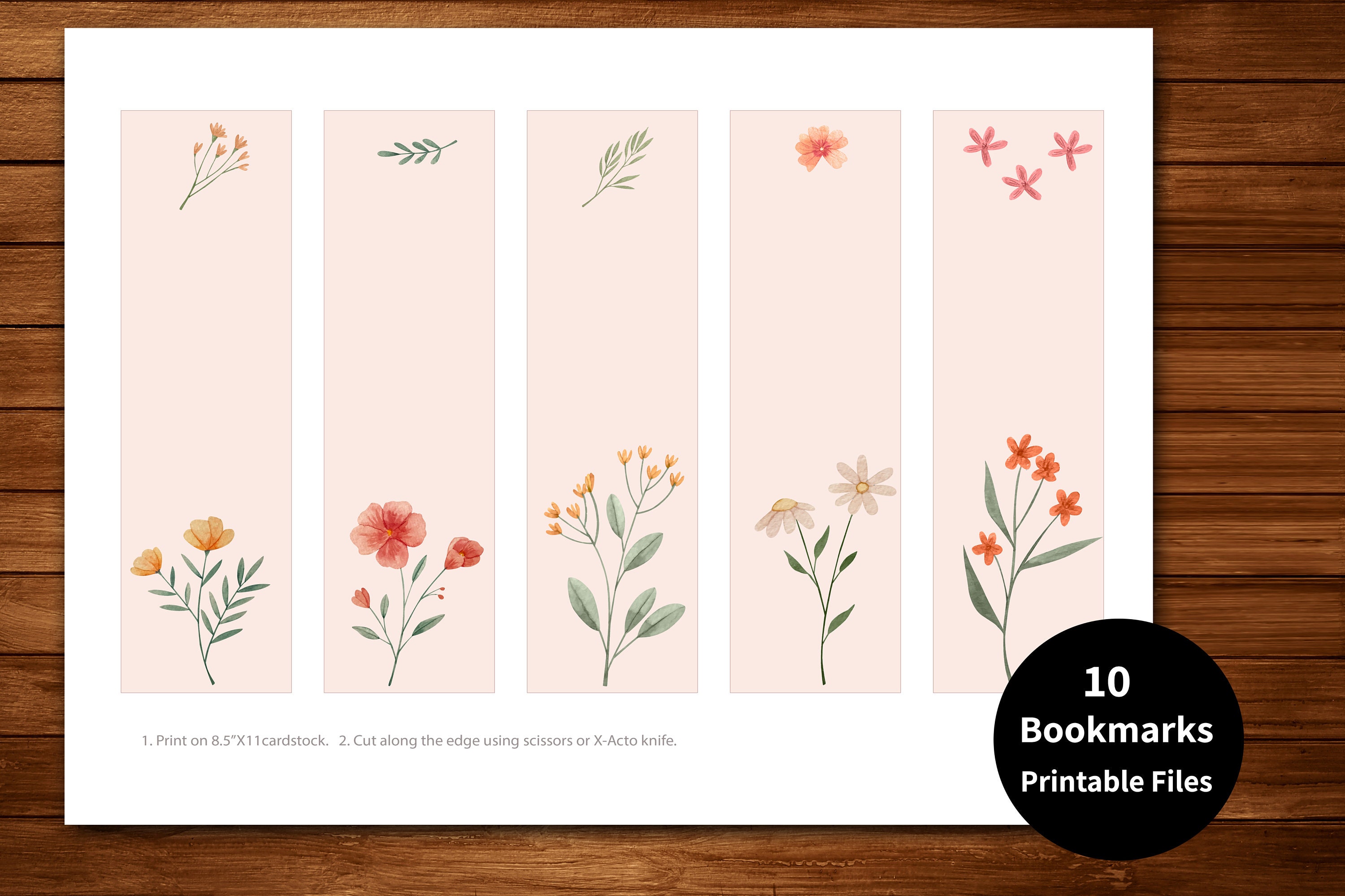 Printable Bookmarks, Flowers Bookmarks,printable Bookmarks Set ...