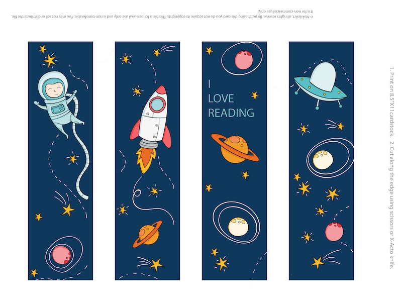 Space Bookmarks for Kids: Printable Galaxy Bookmarks (PDF) - Etsy