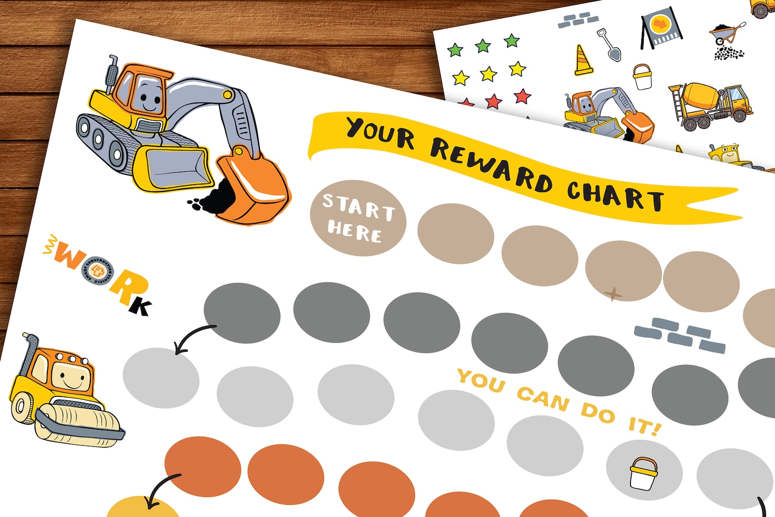 Printable Construction Reward Chart Sticker Chart Instant - Etsy