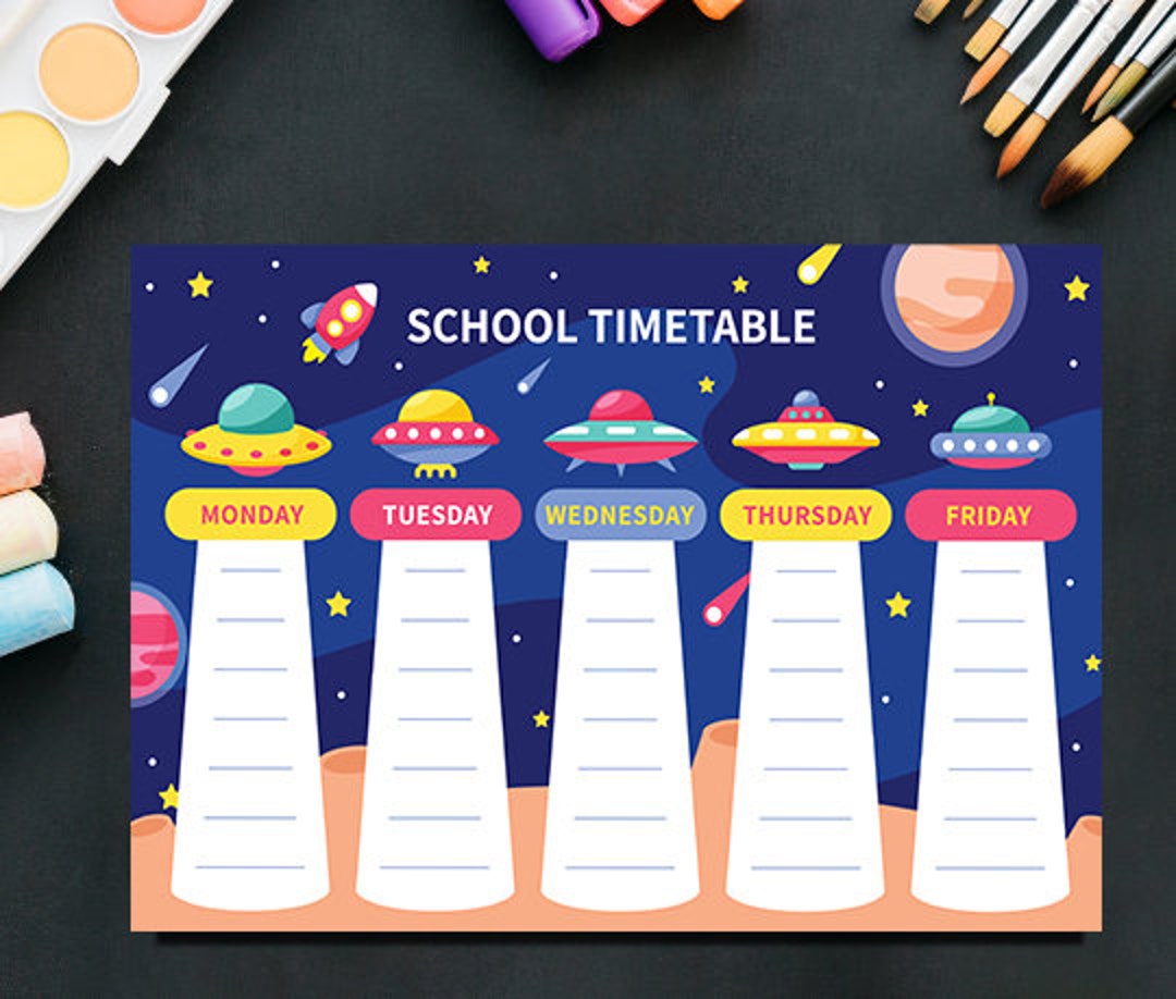 Weekly Schedule Printable, Space Printable, Weekly Organizer, Weekly ...