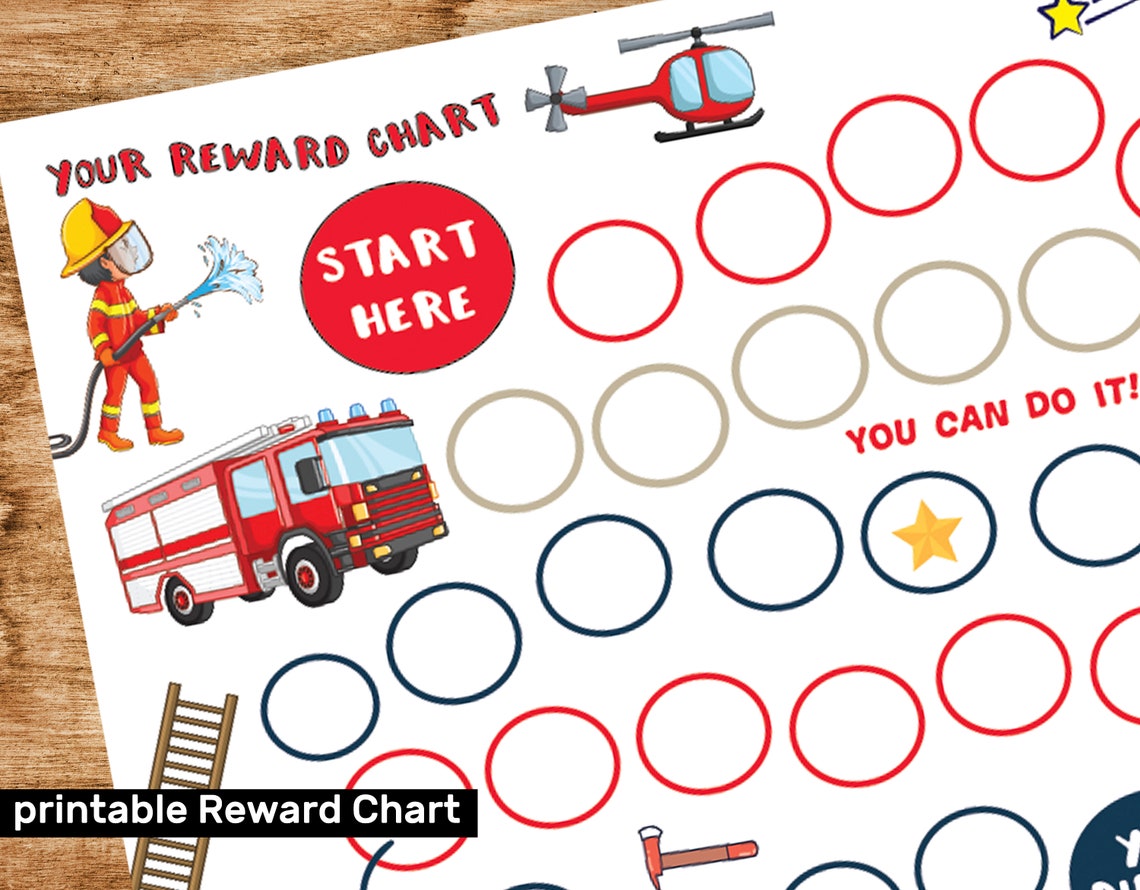 Printable Fire Engin Reward Chart Sticker Chart Instant - Etsy