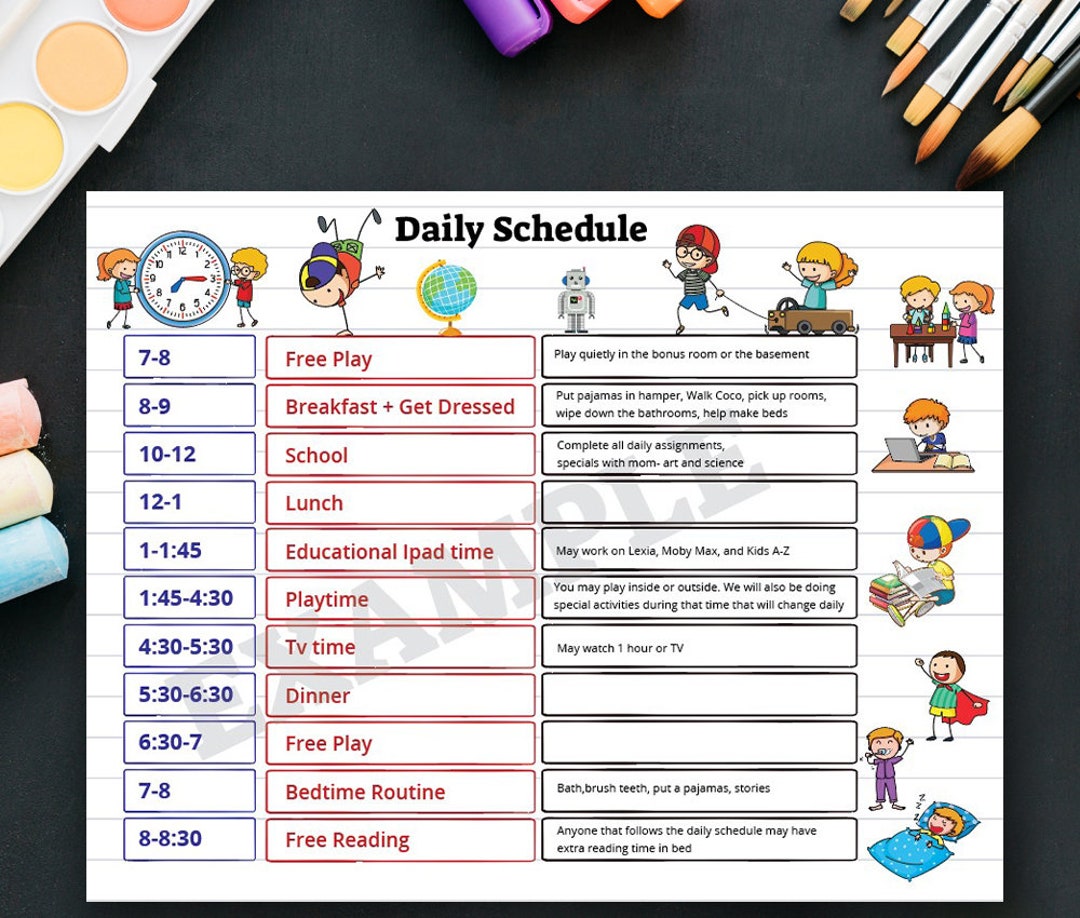Routine Chart Kids,daily Routine Chart,printable,pdf,morning and ...