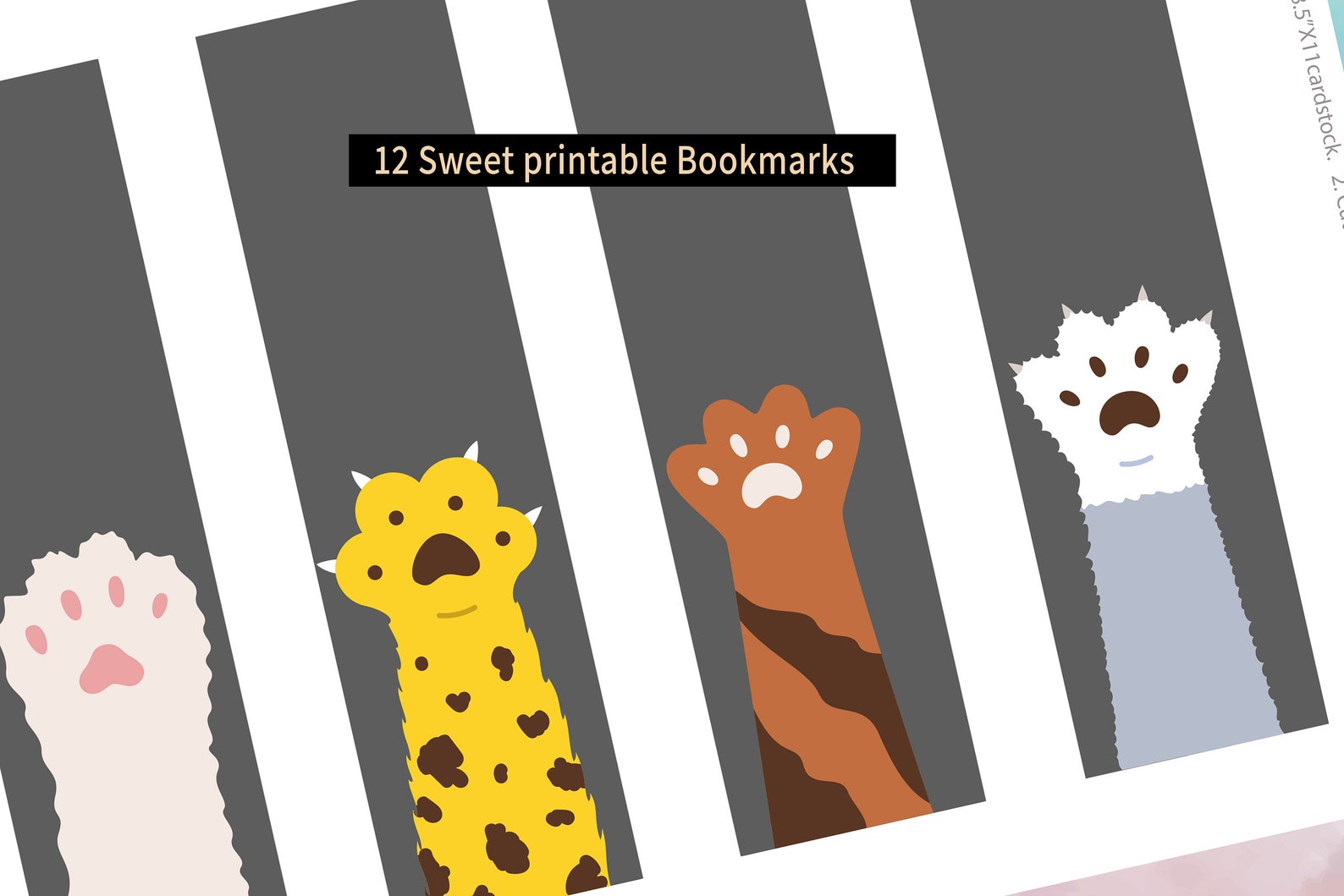 Printable Bookmarks Template Bookmarks for Kids Animals | Etsy