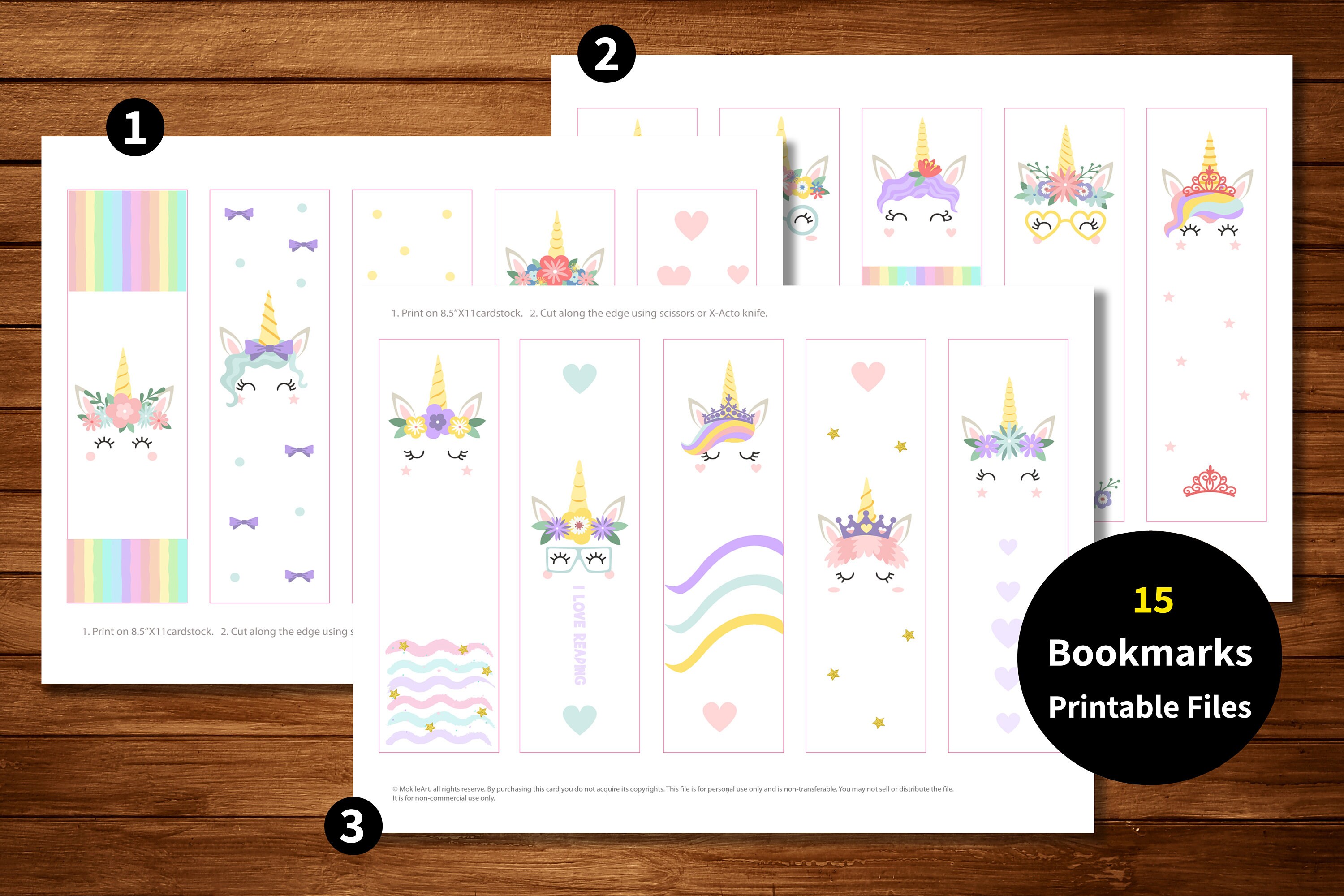 Printable Unicorn Bookmarks, Printable Gift, Printable Bookmarks ...
