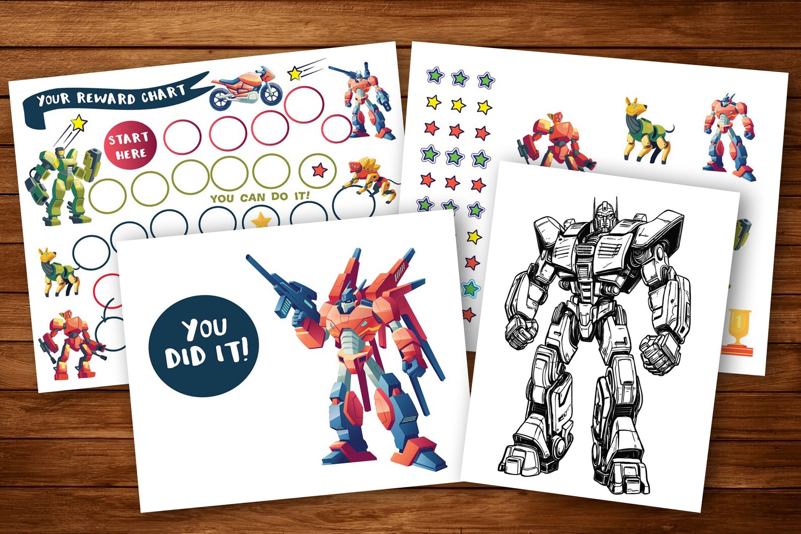 Transformers Reward Chart – Printable Stickers & Coloring Page Set - Etsy