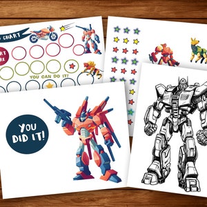 Transformers Reward Chart – Printable Stickers & Coloring Page Set - Etsy