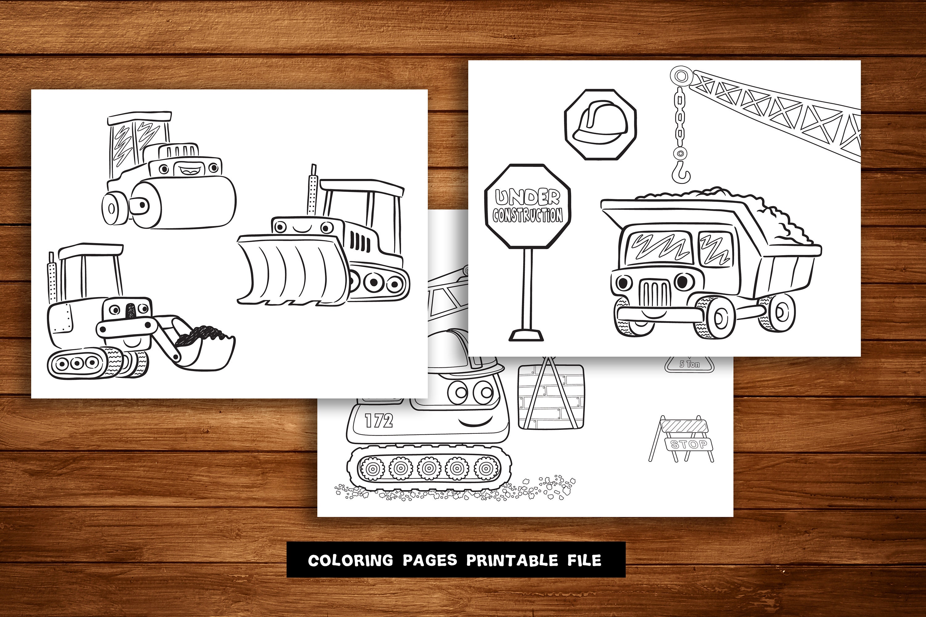 Construction Printable Construction Cards construction - Etsy
