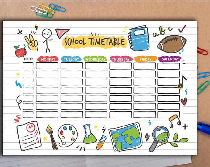 Kids Daily School Schedule Printable: Weekly Planner (a4/letter) - Etsy