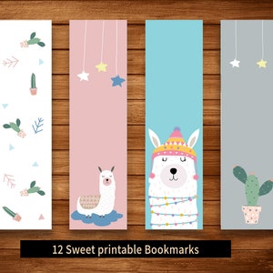 Printable Bookmarks Template, Llama, Alpaca, Cactus Bookmarks ...
