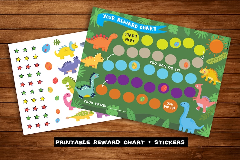 Printable Dinosaur Reward Chart With Stickers (PDF) - Etsy