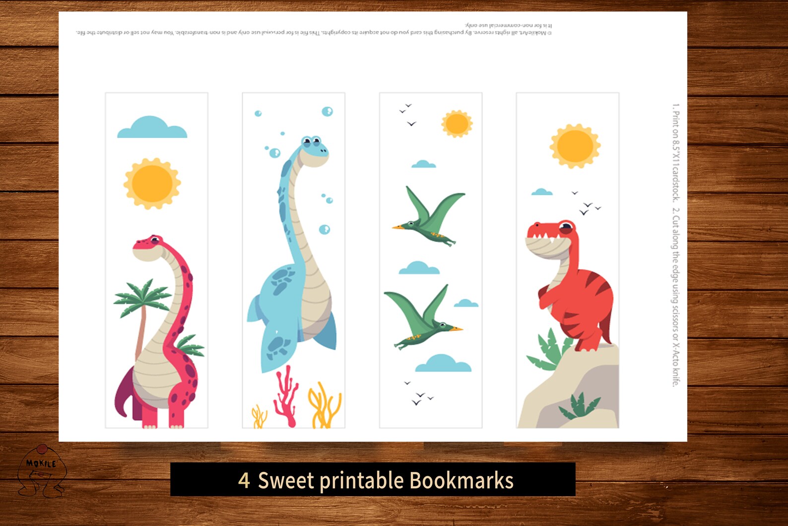 Dinosaur Bookmarks: Printable Kids Bookmark Set (digital Download) - Etsy