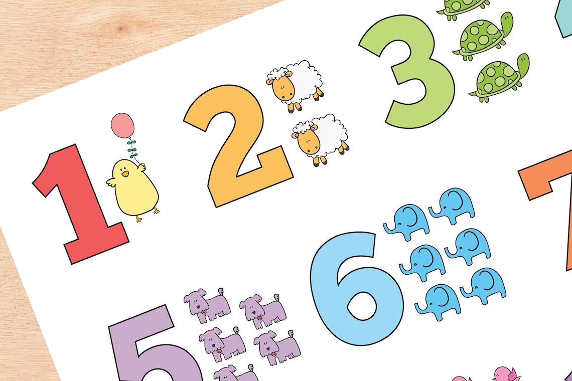 Numbers Chart counting Numbers-counting Animals toddler Chart, Learning ...