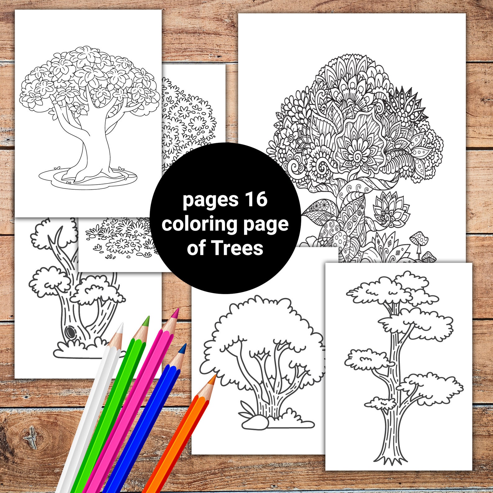 Tree Colouring Page I Printable Tree DIGITAL Colouring Page| INSTANT ...