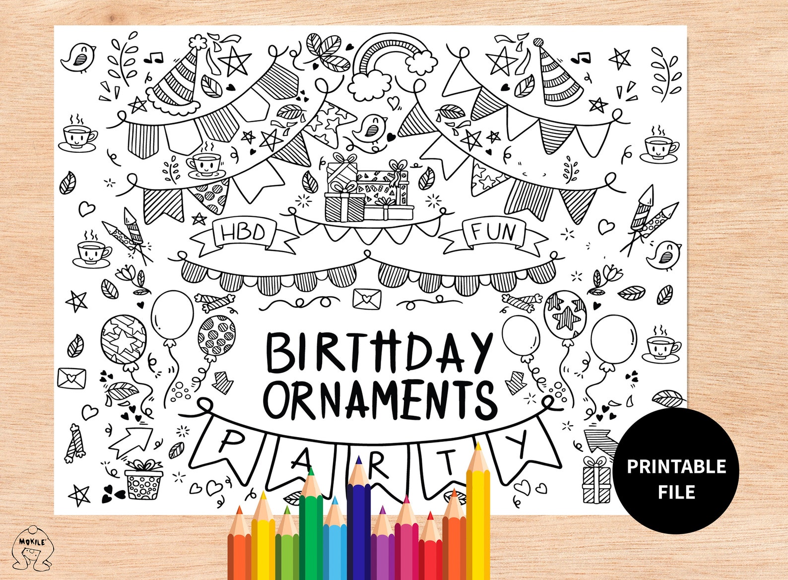 Birthday Activity Pagesbirthday Printableprintable Coloring - Etsy
