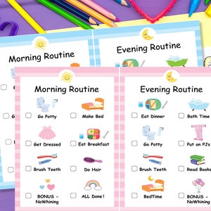Kids Chore Chart Printable Morning and Evening ,routine Chart Kids ...