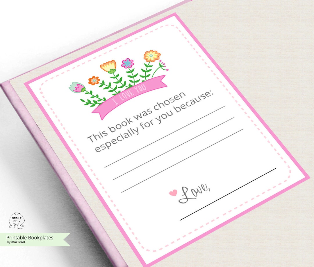 Printable Flower Bookplate, Baby Shower Gift (PDF) - Etsy
