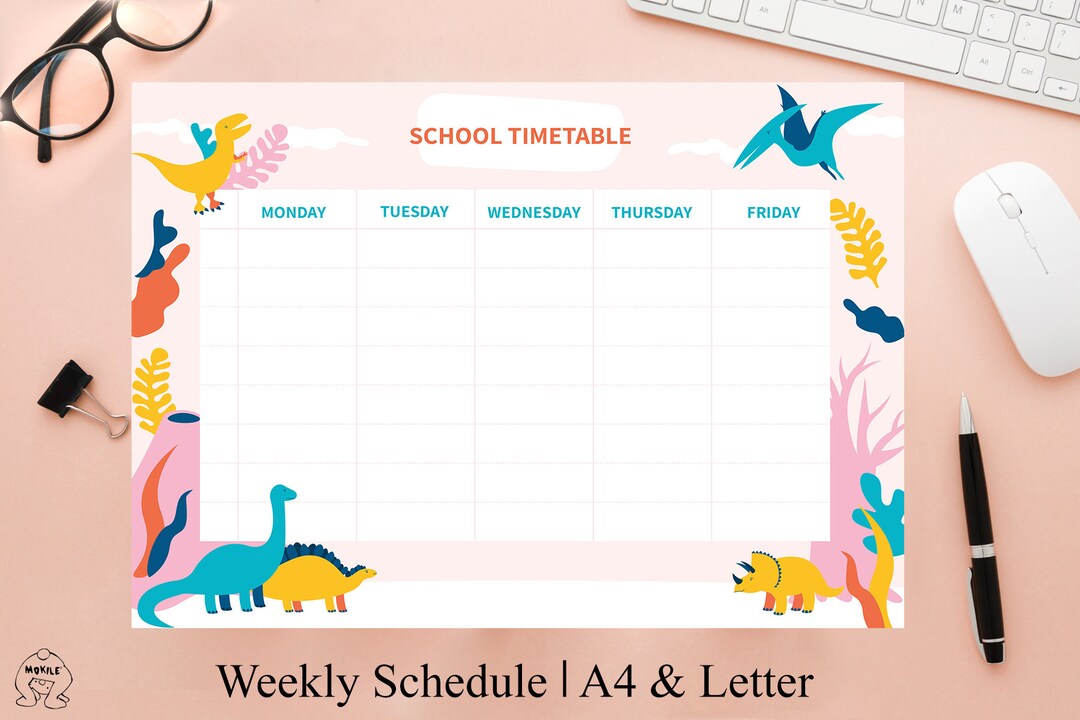 Printable Weekly ,weekly School Planner ,dinosaur Printable, Planner ...