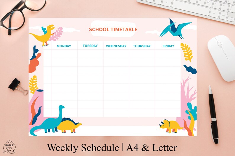 Printable Weekly ,weekly School Planner ,dinosaur Printable, Planner ...