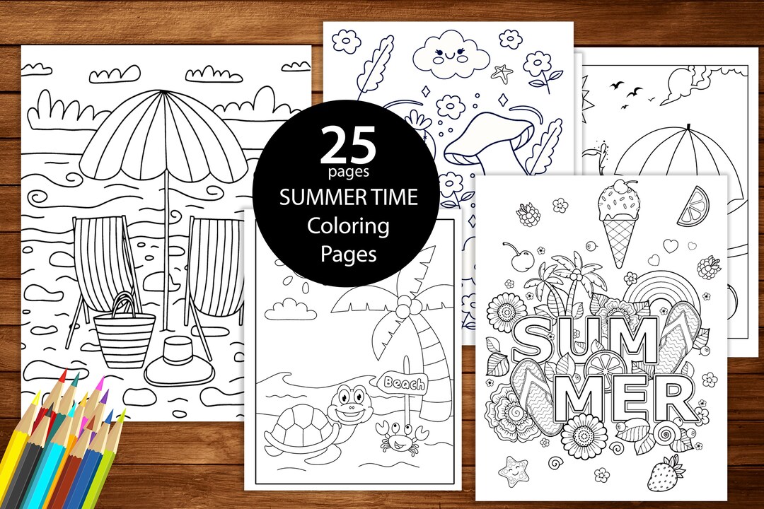 Summer Time- Coloring Pages Sheets - Summer Activites - Ready to Print ...