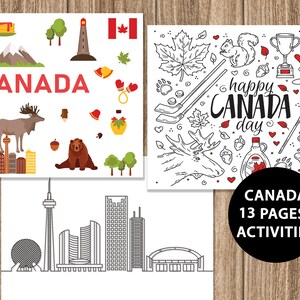 Canada Activity Pack for Kids - 13 Printable Sheets With Map, Coloring ...