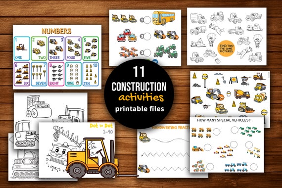 Construction Printable Construction Cards construction | Etsy