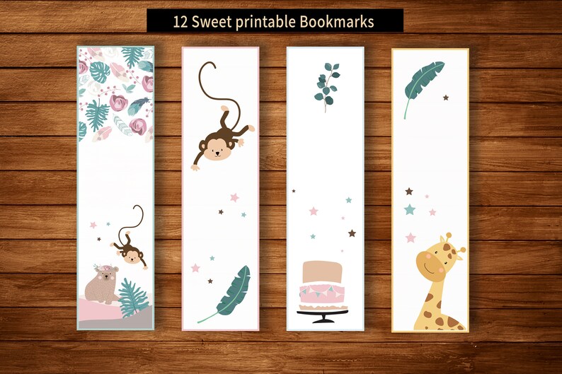 Printable Bookmarks Template, Printable Gift, Animals Bookmarks ...