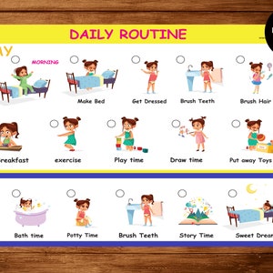 Daily Routine,chart Checklist for Girl,printable Morning & Bedtime ...