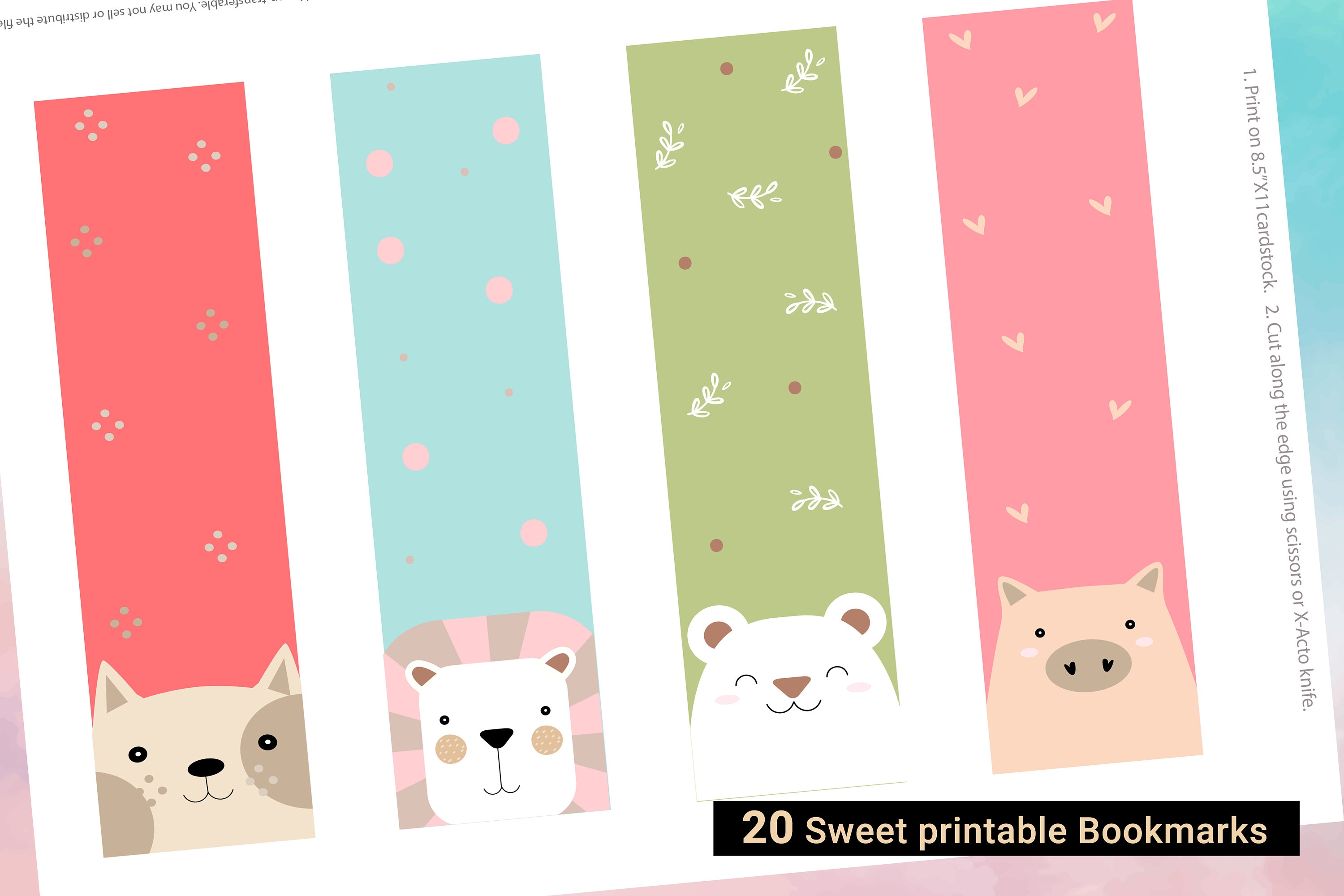 Bookmarks for Kids Bookmarks Template Animal Bookmarks - Etsy
