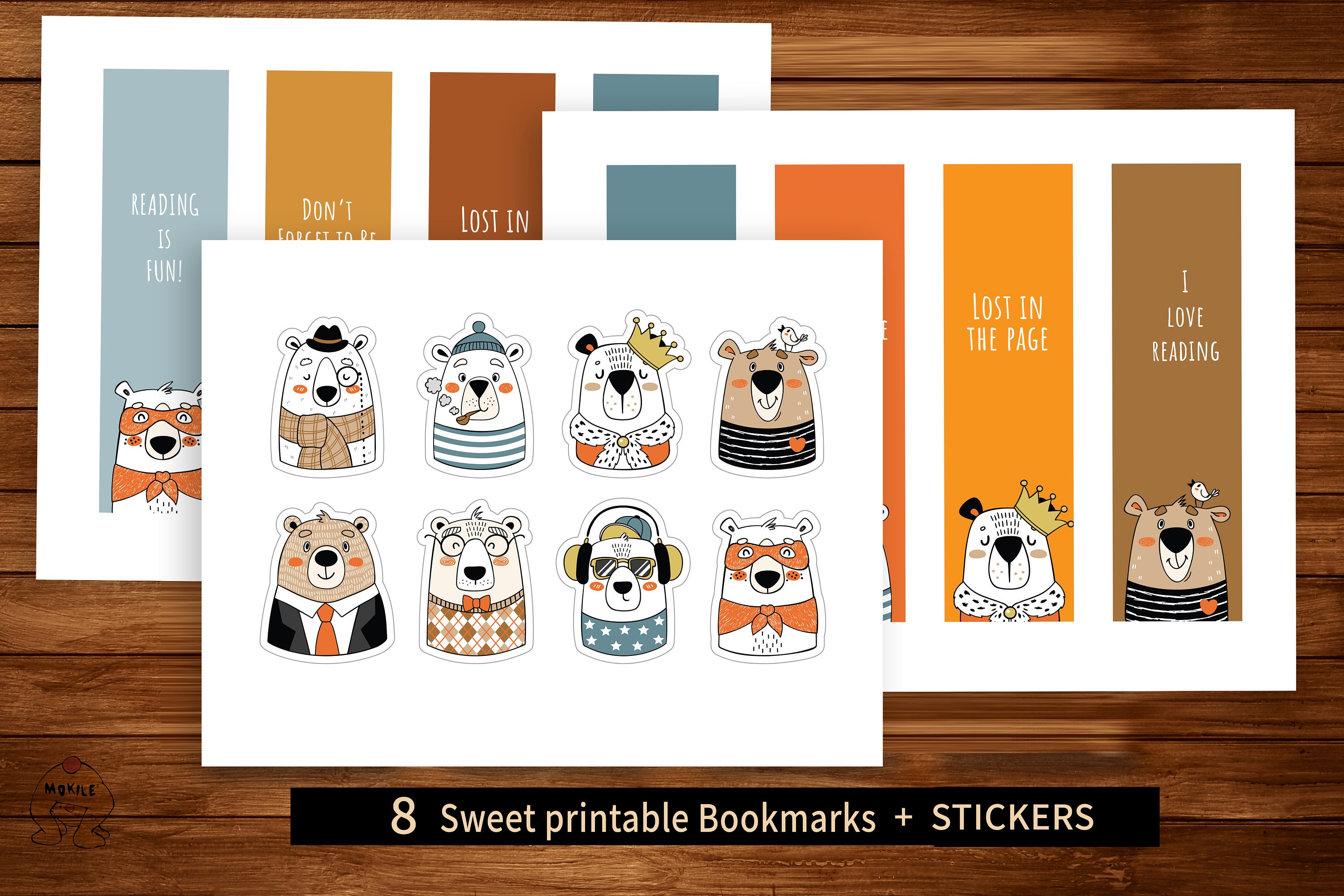 Printable Bookmarks Template, Cute Bear Bookmarks, Printable Bookmarks ...