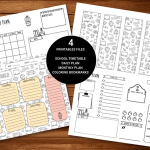 Daily Plan, Monthly Plan, Colouring Page BOOKMARKS, Planner Printable ...