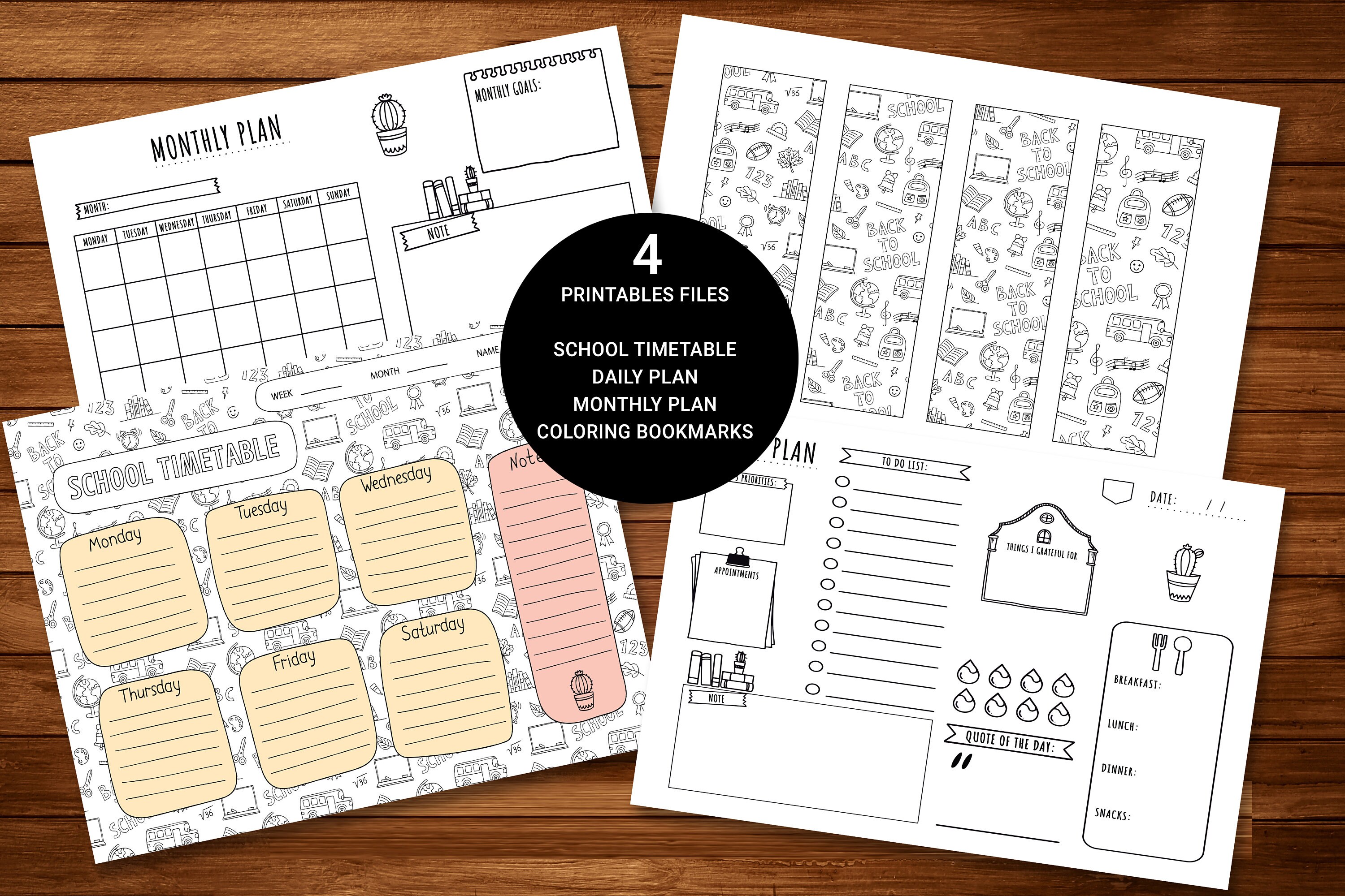 Daily Plan Monthly Plan Colouring Page BOOKMARKS Planner - Etsy