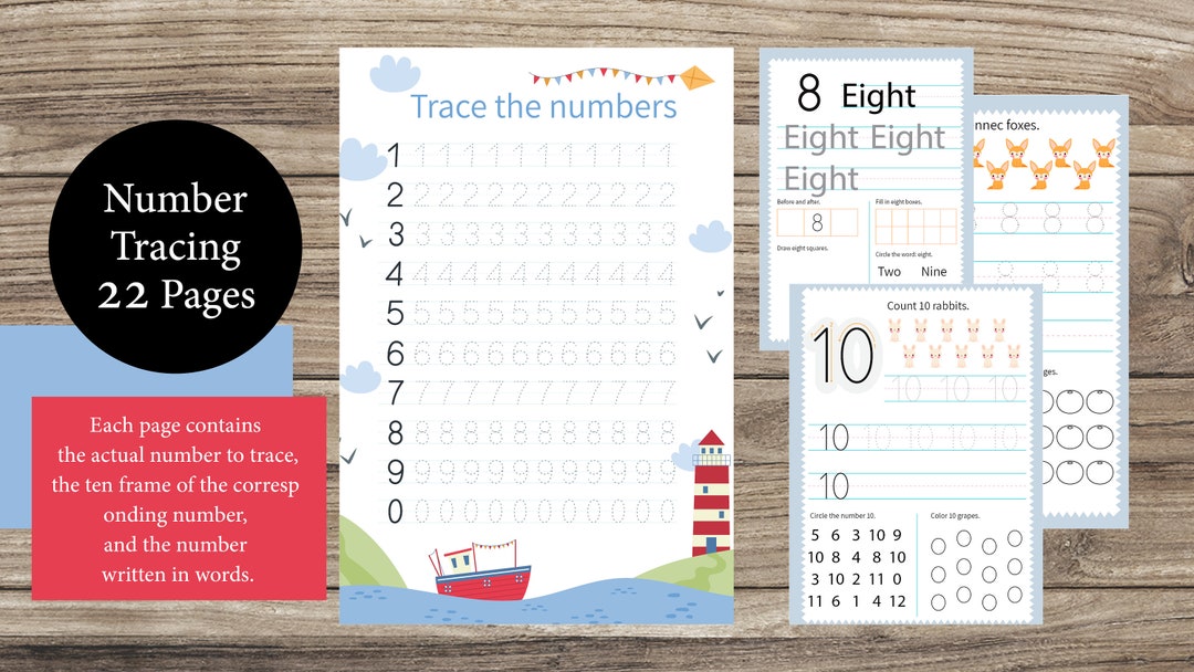 1-10, Number Tracing, Preschool Worksheet Printable, Handwriting ...