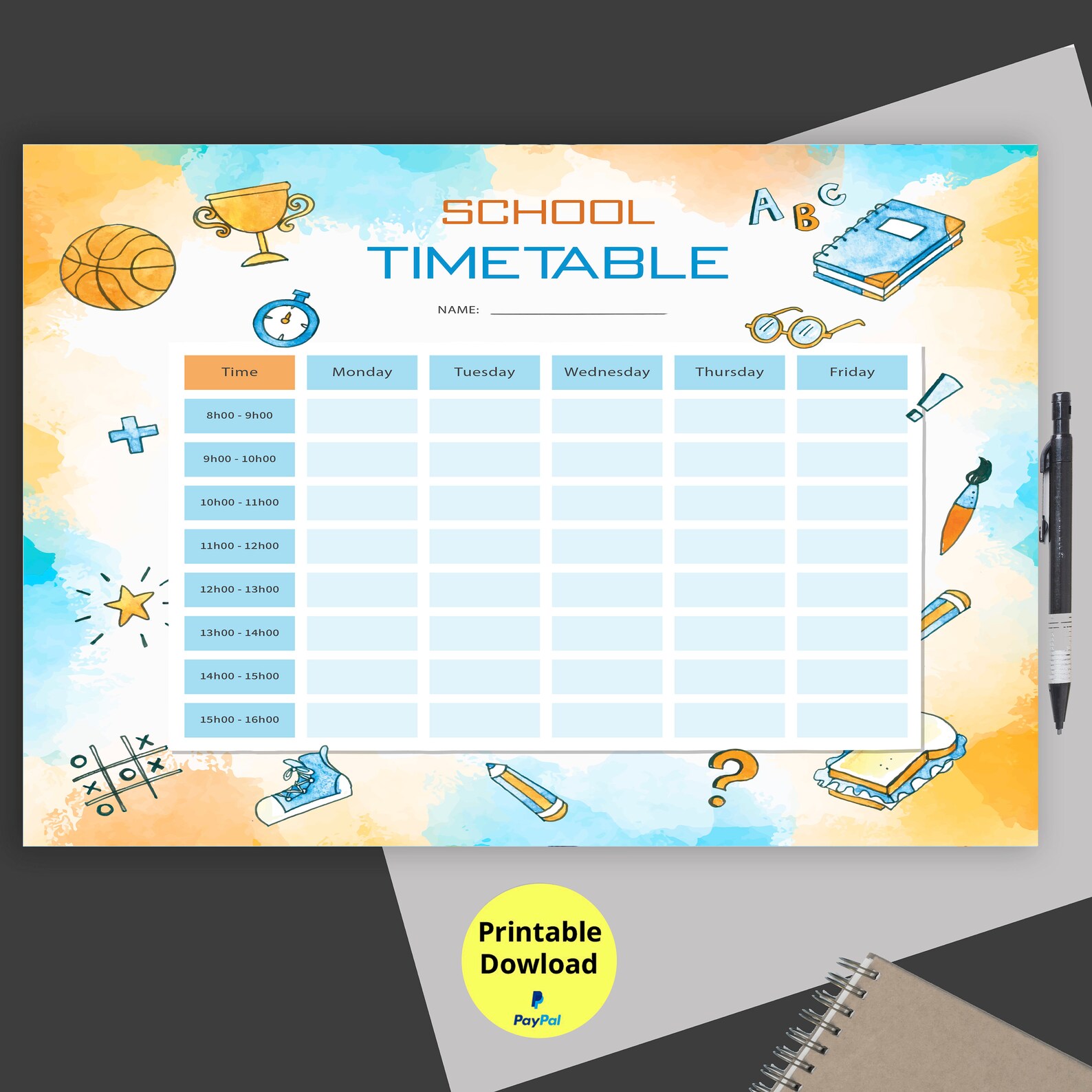 Printable Weekly School Planner,weekly Printables,school Timetable ...