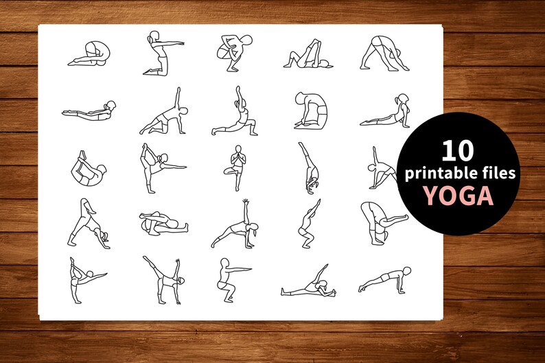 Yoga Poster Coloring Page Yogaa2 Printable Yoga Posteryoga | Etsy