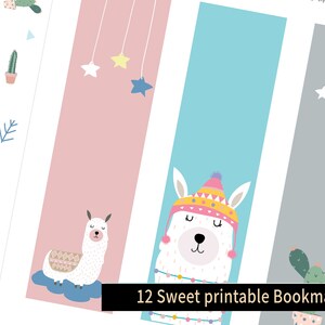 Printable Bookmarks Template, Llama, Alpaca, Cactus Bookmarks ...