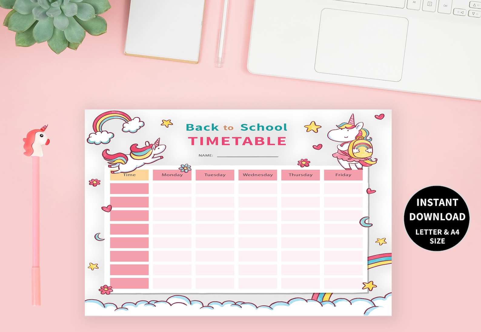 Girl Daily Scheduleback to Schooltimetableunicorn - Etsy