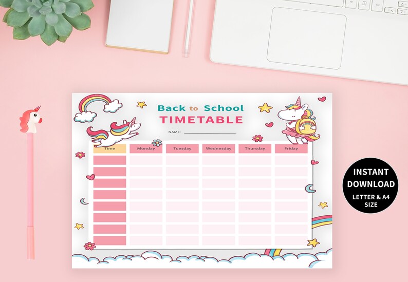 Girl Daily Scheduleback to Schooltimetableunicorn - Etsy